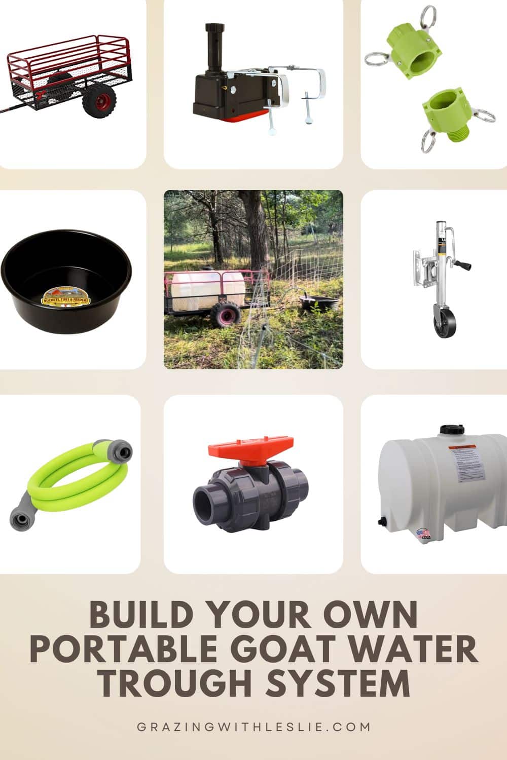 Portable water tank set up for goats, sheep - Grazing with Leslie